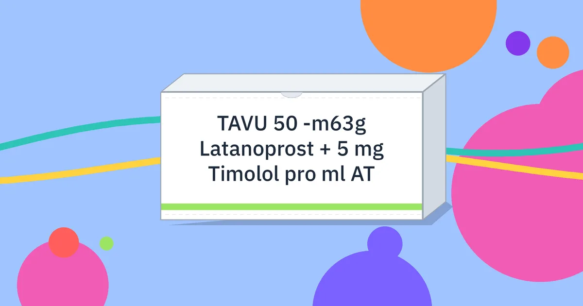 Symbolbild: Packung mit der Aufschrift TAVU 50 -m63g Latanoprost + 5 mg Timolol pro ml AT (PZN 09097314) – Verfügbarkeit und Bezug in Apotheken in Frankfurt am Main