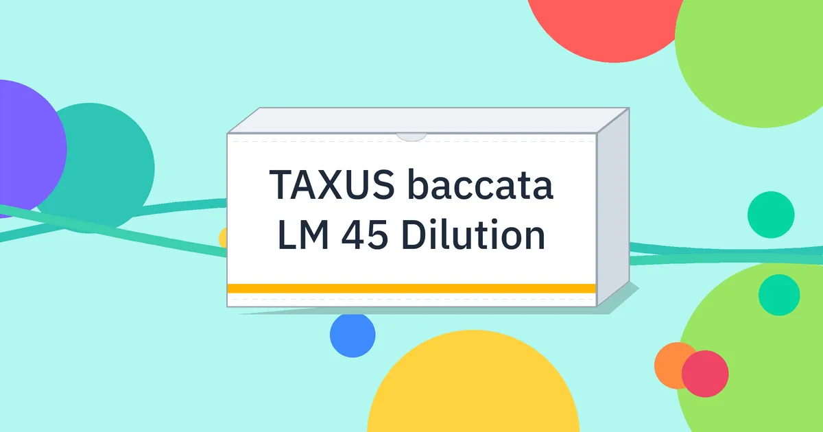 Symbolbild: Packung mit der Aufschrift TAXUS baccata LM 45 Dilution (PZN 13215452) – Verfügbarkeit und Bezug in Apotheken in Frankfurt am Main