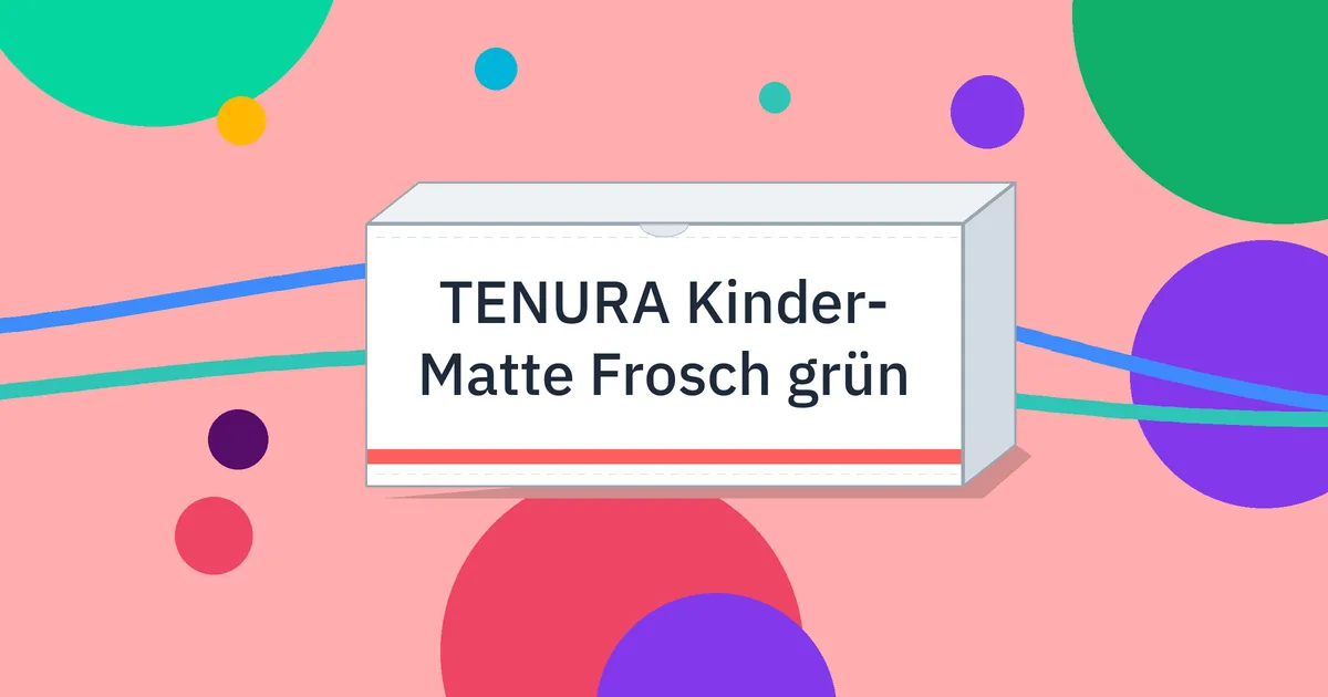 Symbolbild: Packung mit der Aufschrift TENURA Kinder-Matte Frosch grün (PZN 07098539) – Verfügbarkeit und Bezug in Apotheken in Frankfurt am Main