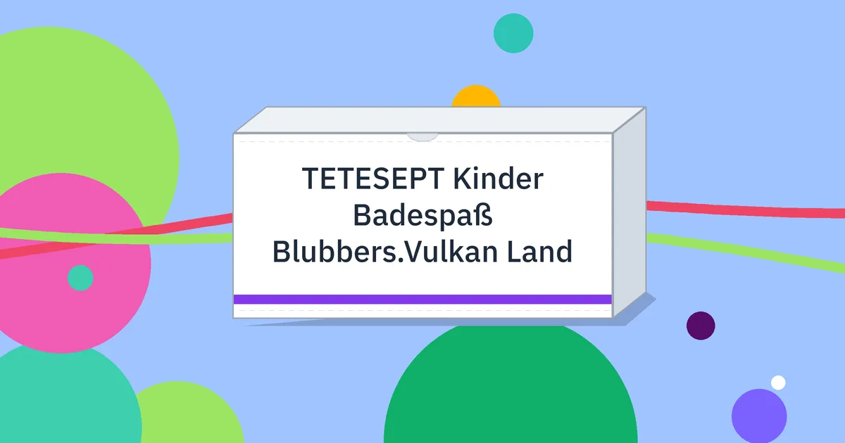 Symbolbild: Packung mit der Aufschrift TETESEPT Kinder Badespaß Blubbers.Vulkan Land (PZN 10296496) – Verfügbarkeit und Bezug in Apotheken in Frankfurt am Main