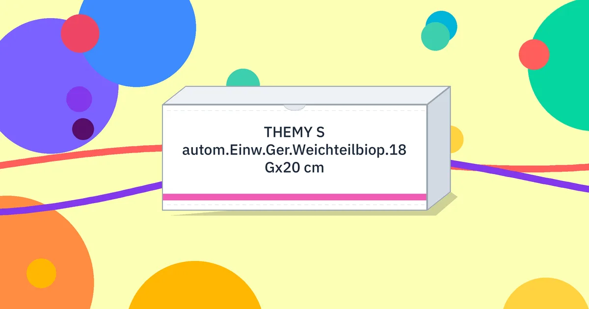 Symbolbild: Packung mit der Aufschrift THEMY S autom.Einw.Ger.Weichteilbiop.18 Gx20 cm (PZN 19738398) – Verfügbarkeit und Bezug in Apotheken in Frankfurt am Main
