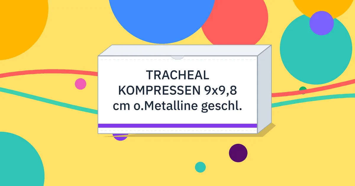Symbolbild: Packung mit der Aufschrift TRACHEAL KOMPRESSEN 9x9,8 cm o.Metalline geschl. (PZN 06303121) – Verfügbarkeit und Bezug in Apotheken in Frankfurt am Main