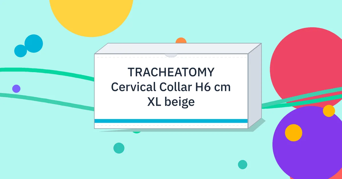 Symbolbild: Packung mit der Aufschrift TRACHEATOMY Cervical Collar H6 cm XL beige (PZN 17879396) – Verfügbarkeit und Bezug in Apotheken in Frankfurt am Main