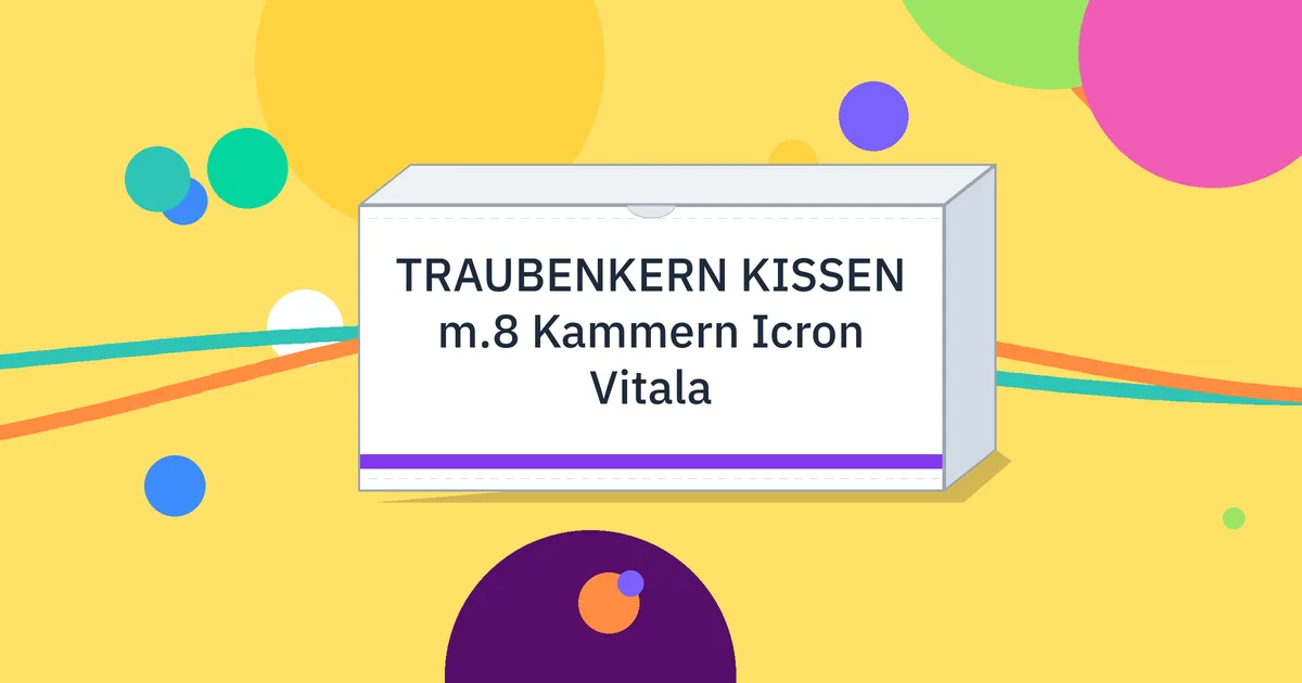 Symbolbild: Packung mit der Aufschrift TRAUBENKERN KISSEN m.8 Kammern Icron Vitala (PZN 02896236) – Verfügbarkeit und Bezug in Apotheken in Frankfurt am Main