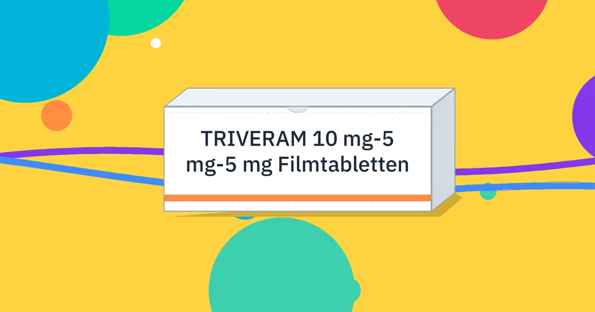 Symbolbild: Packung mit der Aufschrift TRIVERAM 10 mg-5 mg-5 mg Filmtabletten (PZN 18245392) – Verfügbarkeit und Bezug in Apotheken in Frankfurt am Main