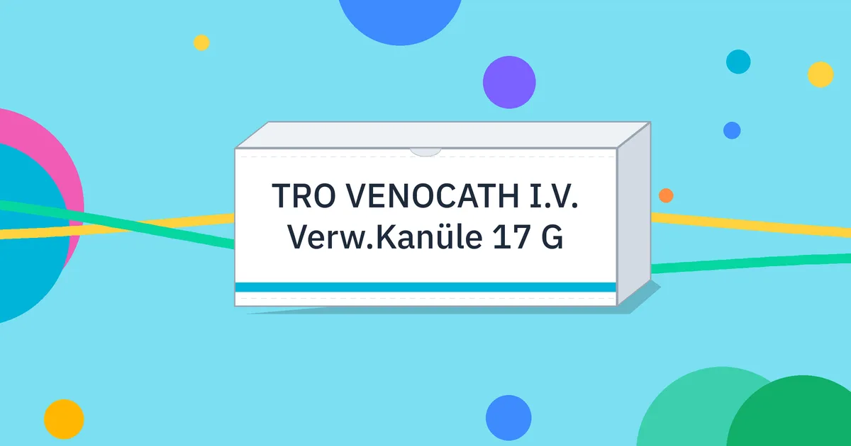 Symbolbild: Packung mit der Aufschrift TRO VENOCATH I.V. Verw.Kanüle 17 G (PZN 11187668) – Verfügbarkeit und Bezug in Apotheken in Frankfurt am Main