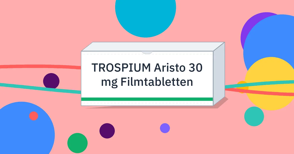 Symbolbild: Packung mit der Aufschrift TROSPIUM Aristo 30 mg Filmtabletten (PZN 10259360) – Verfügbarkeit und Bezug in Apotheken in Frankfurt am Main