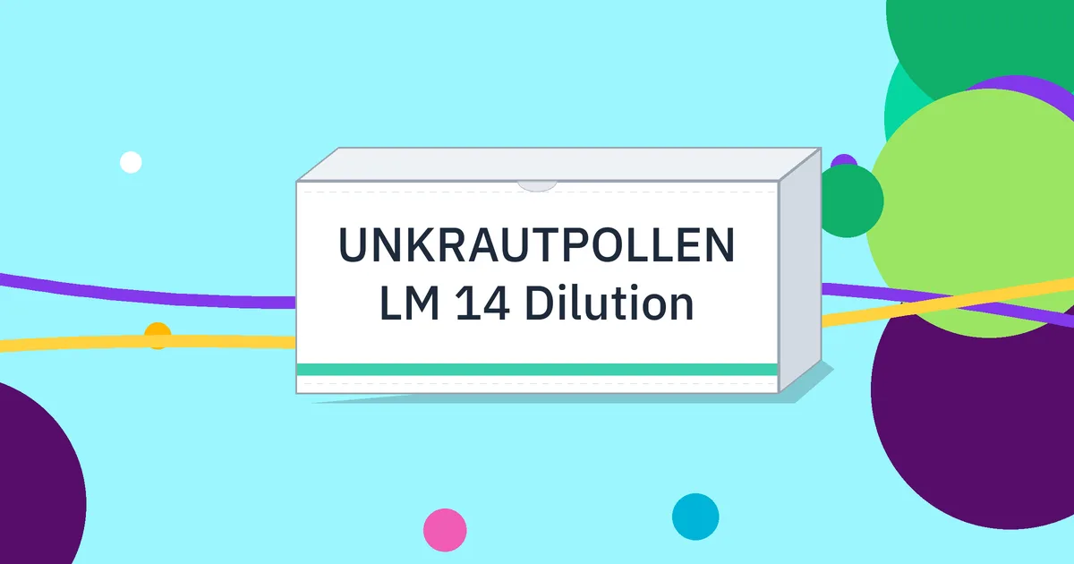 Symbolbild: Packung mit der Aufschrift UNKRAUTPOLLEN LM 14 Dilution (PZN 13255813) – Verfügbarkeit und Bezug in Apotheken in Frankfurt am Main