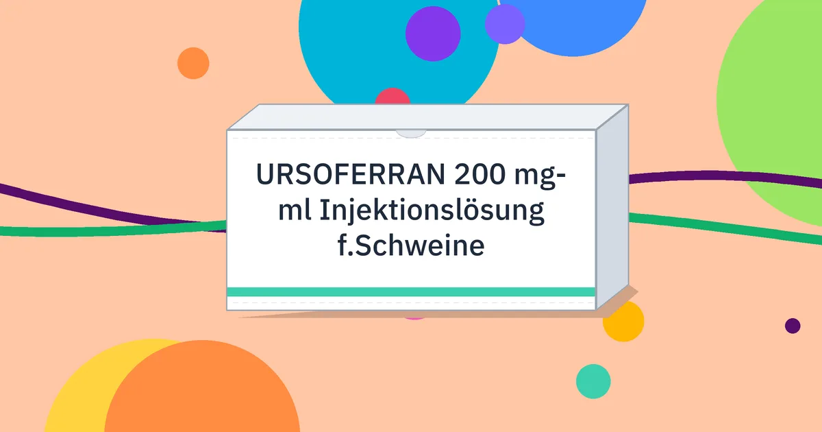 Symbolbild: Packung mit der Aufschrift URSOFERRAN 200 mg-ml Injektionslösung f.Schweine (PZN 09942063) – Verfügbarkeit und Bezug in Apotheken in Frankfurt am Main