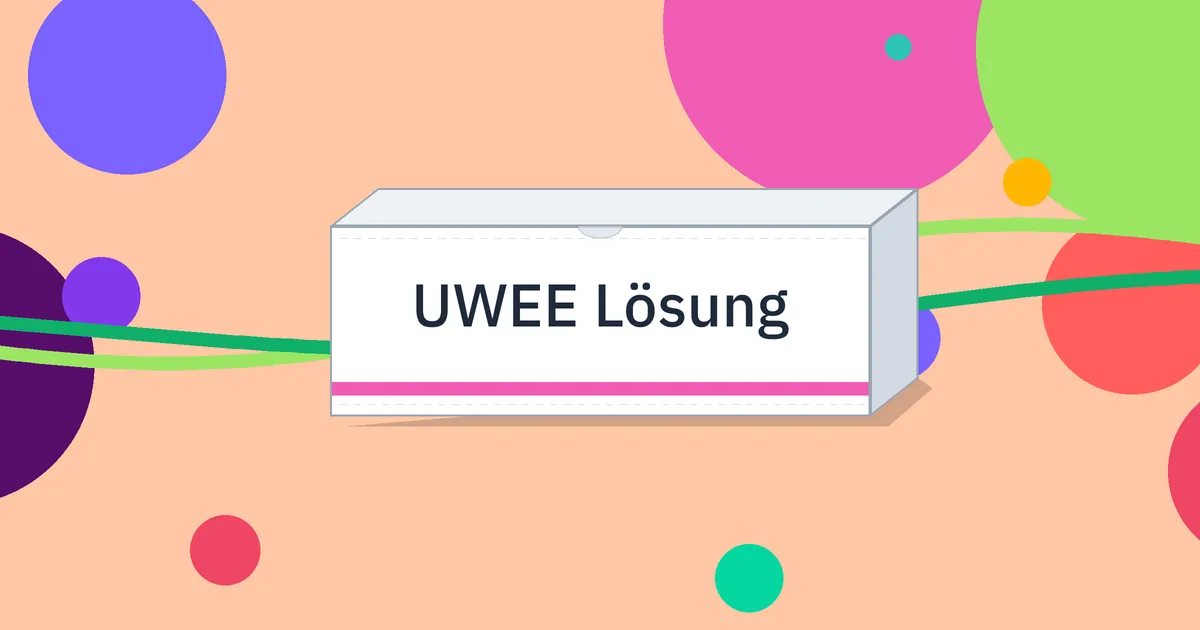 Symbolbild: Packung mit der Aufschrift UWEE Lösung (PZN 05022756) – Verfügbarkeit und Bezug in Apotheken in Frankfurt am Main