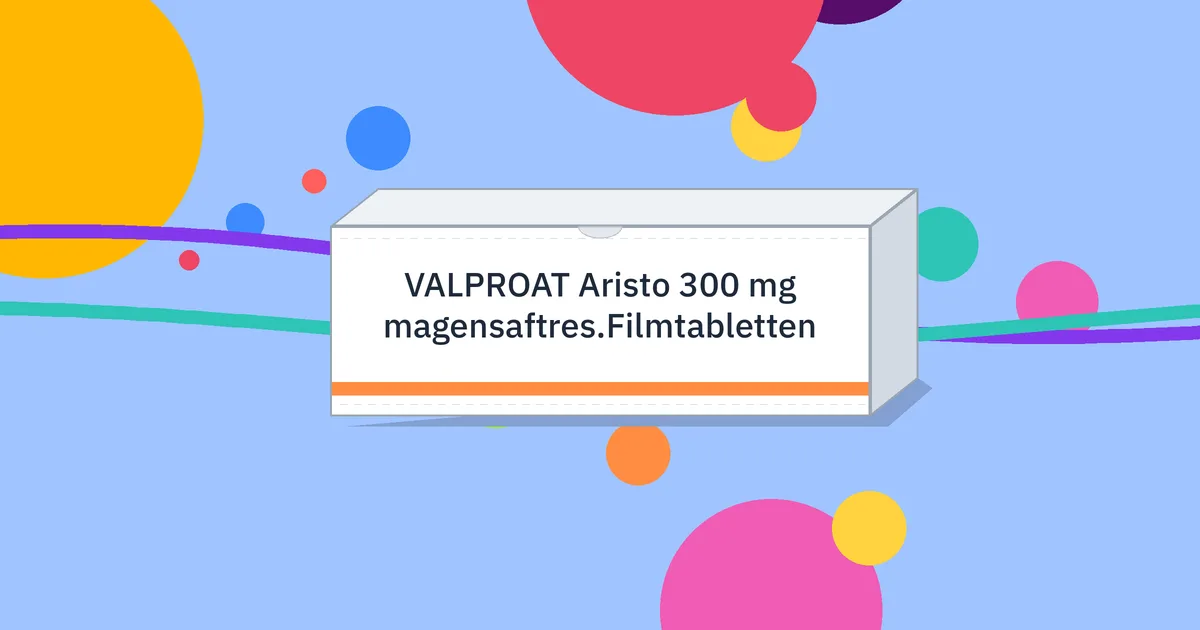 Symbolbild: Packung mit der Aufschrift VALPROAT Aristo 300 mg magensaftres.Filmtabletten (PZN 07415684) – Verfügbarkeit und Bezug in Apotheken in Frankfurt am Main