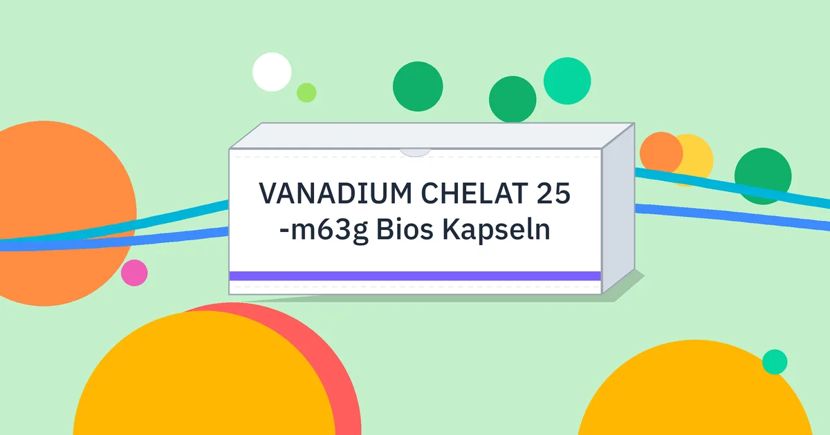 Symbolbild: Packung mit der Aufschrift VANADIUM CHELAT 25 -m63g Bios Kapseln (PZN 16329274) – Verfügbarkeit und Bezug in Apotheken in Frankfurt am Main