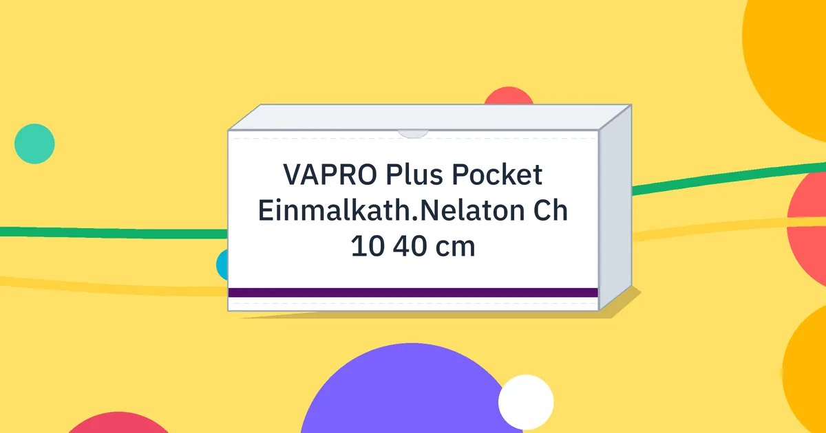 Symbolbild: Packung mit der Aufschrift VAPRO Plus Pocket Einmalkath.Nelaton Ch 10 40 cm (PZN 19639466) – Verfügbarkeit und Bezug in Apotheken in Frankfurt am Main