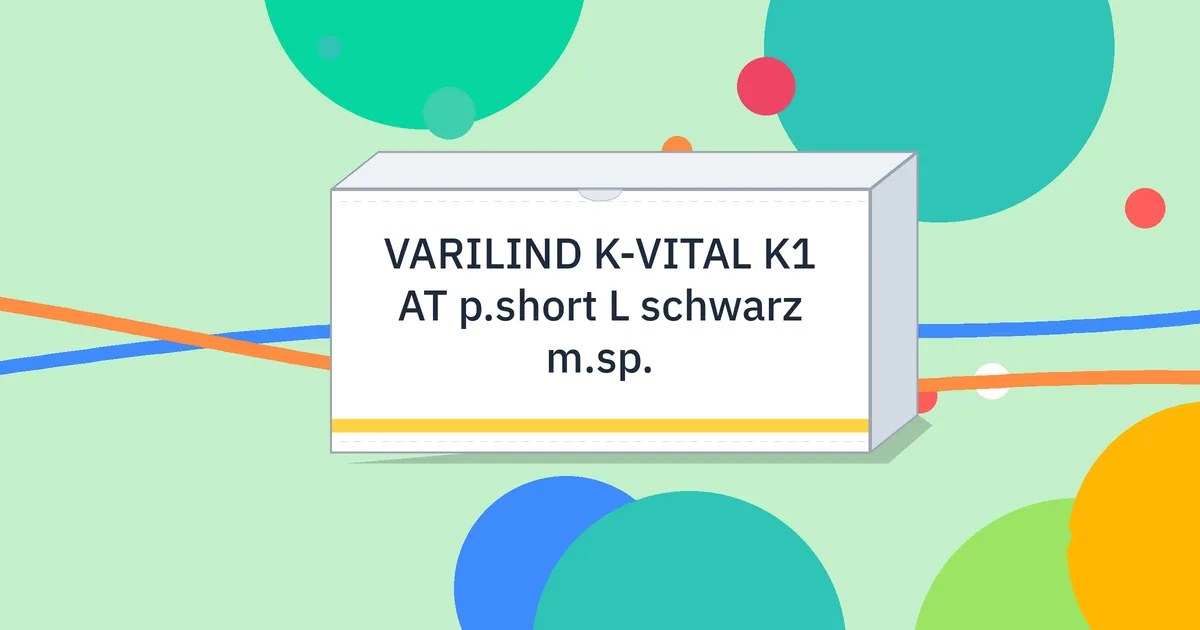 Symbolbild: Packung mit der Aufschrift VARILIND K-VITAL K1 AT p.short L schwarz m.sp. (PZN 20560445) – Verfügbarkeit und Bezug in Apotheken in Frankfurt am Main