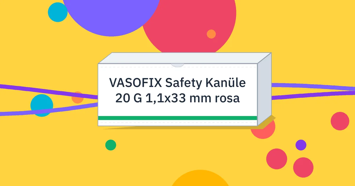 Symbolbild: Packung mit der Aufschrift VASOFIX Safety Kanüle 20 G 1,1x33 mm rosa (PZN 20543978) – Verfügbarkeit und Bezug in Apotheken in Frankfurt am Main