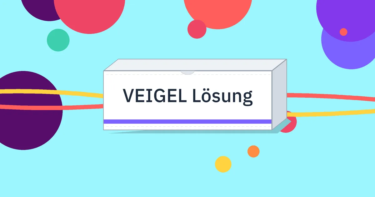 Symbolbild: Packung mit der Aufschrift VEIGEL Lösung (PZN 04901303) – Verfügbarkeit und Bezug in Apotheken in Frankfurt am Main