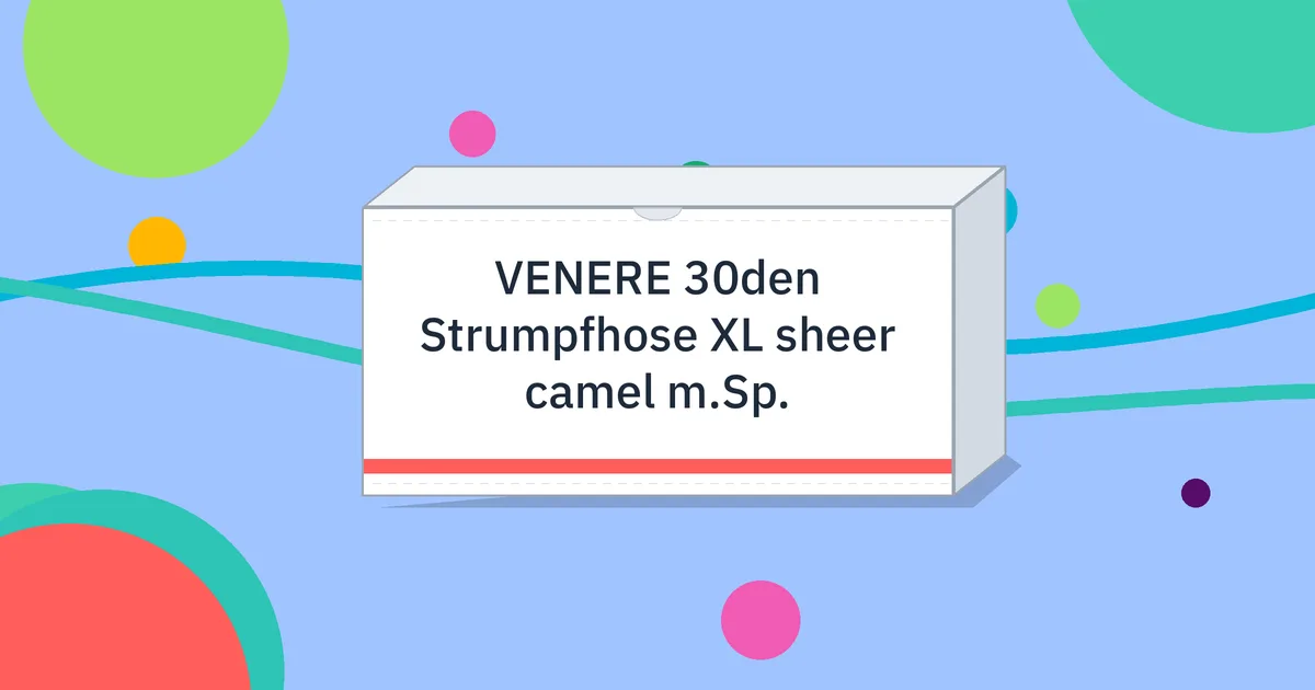 Symbolbild: Packung mit der Aufschrift VENERE 30den Strumpfhose XL sheer camel m.Sp. (PZN 16172424) – Verfügbarkeit und Bezug in Apotheken in Frankfurt am Main