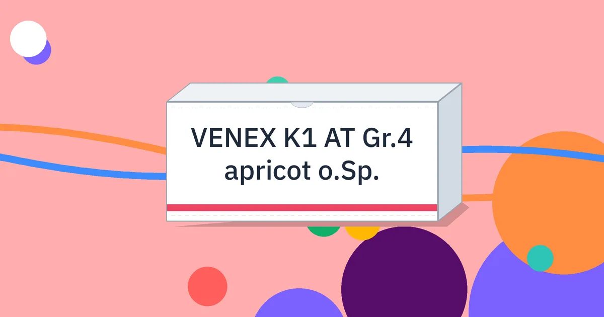 Symbolbild: Packung mit der Aufschrift VENEX K1 AT Gr.4 apricot o.Sp. (PZN 03197799) – Verfügbarkeit und Bezug in Apotheken in Frankfurt am Main