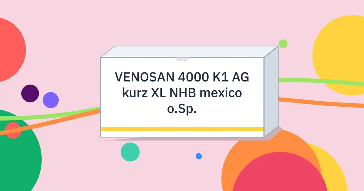 Symbolbild: Packung mit der Aufschrift VENOSAN 4000 K1 AG kurz XL NHB mexico o.Sp. (PZN 14423678) – Verfügbarkeit und Bezug in Apotheken in Frankfurt am Main