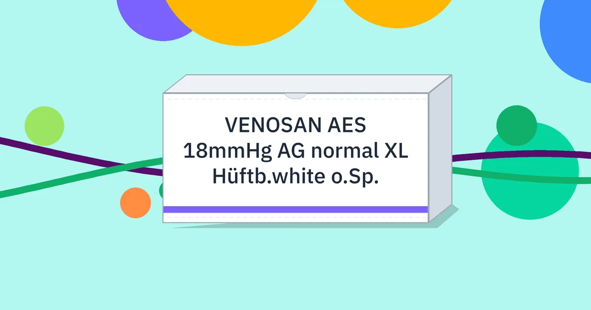 Symbolbild: Packung mit der Aufschrift VENOSAN AES 18mmHg AG normal XL Hüftb.white o.Sp. (PZN 15323447) – Verfügbarkeit und Bezug in Apotheken in Frankfurt am Main