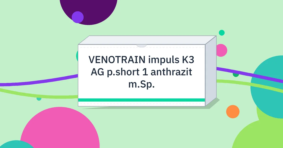 Symbolbild: Packung mit der Aufschrift VENOTRAIN impuls K3 AG p.short 1 anthrazit m.Sp. (PZN 15213569) – Verfügbarkeit und Bezug in Apotheken in Frankfurt am Main