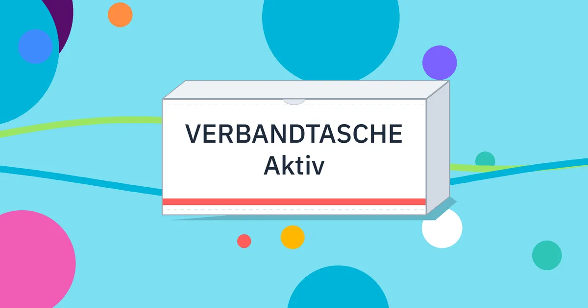 Symbolbild: Packung mit der Aufschrift VERBANDTASCHE Aktiv (PZN 00565251) – Verfügbarkeit und Bezug in Apotheken in Frankfurt am Main