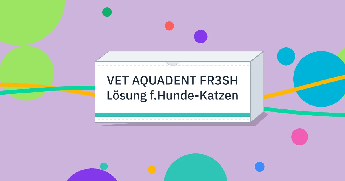 Symbolbild: Packung mit der Aufschrift VET AQUADENT FR3SH Lösung f.Hunde-Katzen (PZN 17596669) – Verfügbarkeit und Bezug in Apotheken in Frankfurt am Main