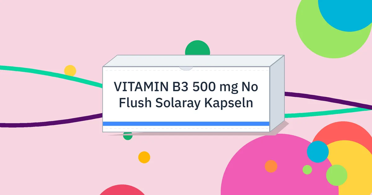 Symbolbild: Packung mit der Aufschrift VITAMIN B3 500 mg No Flush Solaray Kapseln (PZN 17254963) – Verfügbarkeit und Bezug in Apotheken in Frankfurt am Main