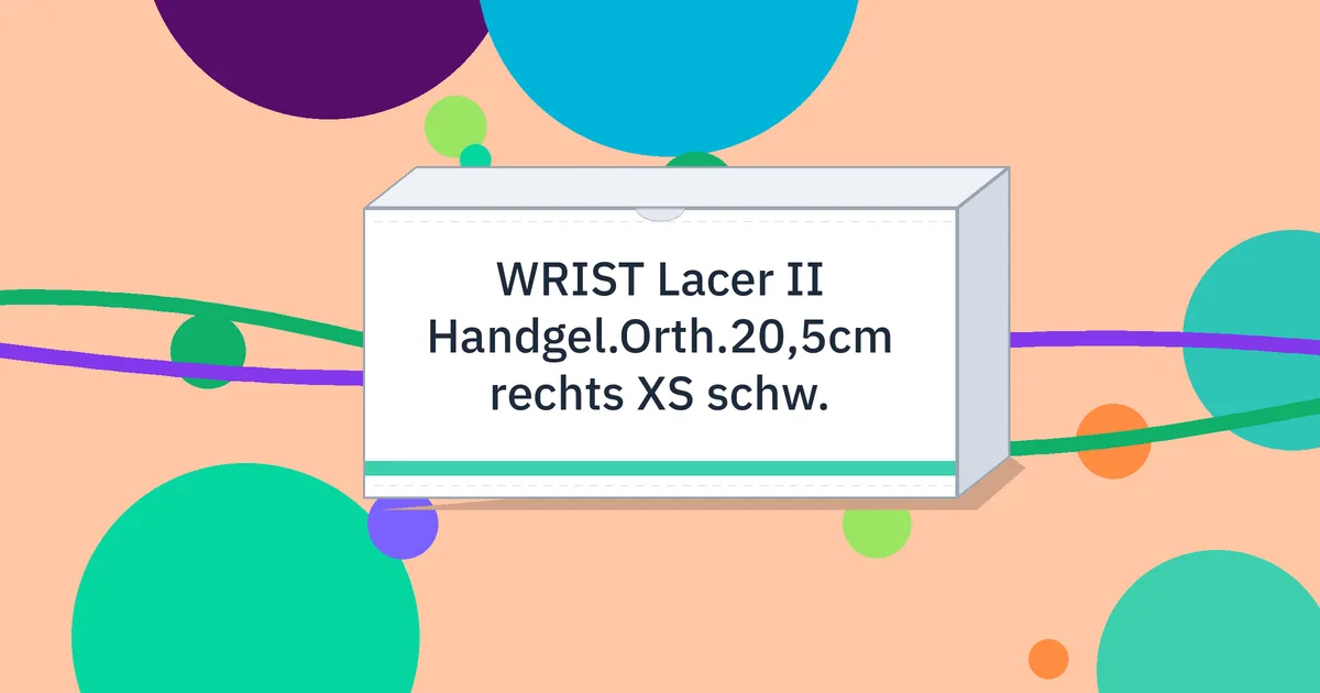 Symbolbild: Packung mit der Aufschrift WRIST Lacer II Handgel.Orth.20,5cm rechts XS schw. (PZN 14048298) – Verfügbarkeit und Bezug in Apotheken in Frankfurt am Main