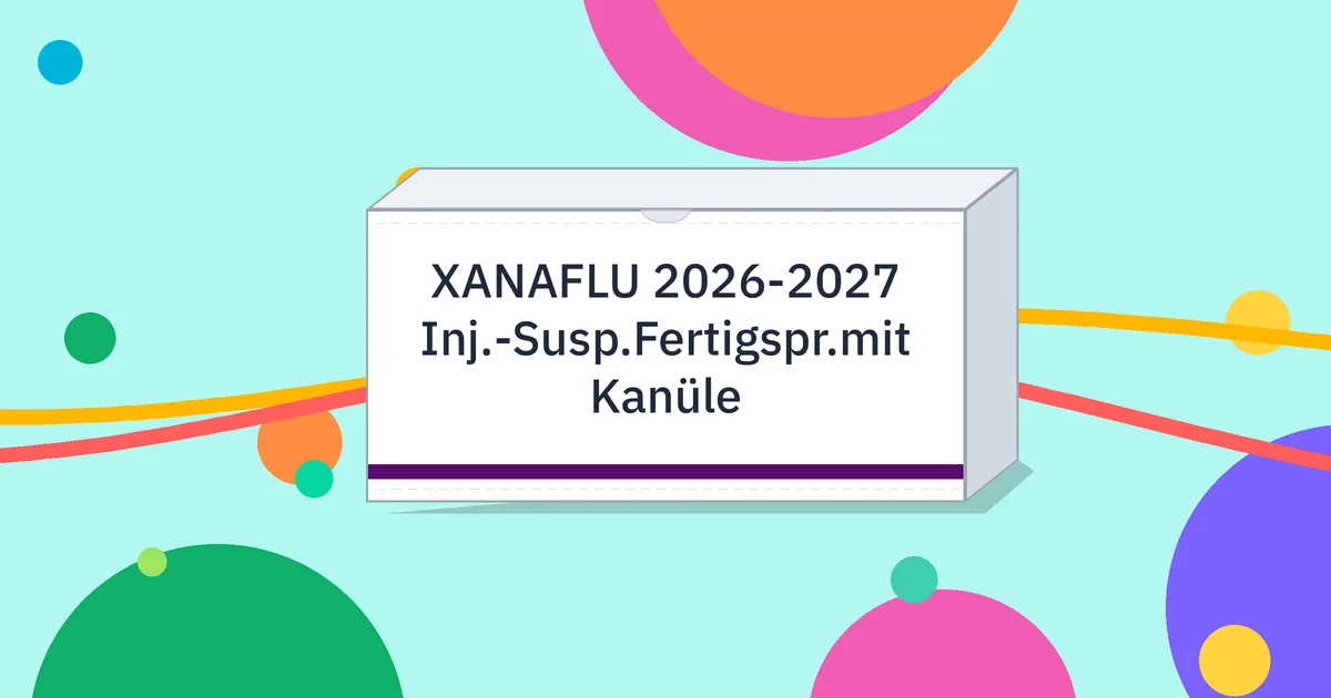 Symbolbild: Packung mit der Aufschrift XANAFLU 2026-2027 Inj.-Susp.Fertigspr.mit Kanüle (PZN 20299662) – Verfügbarkeit und Bezug in Apotheken in Frankfurt am Main