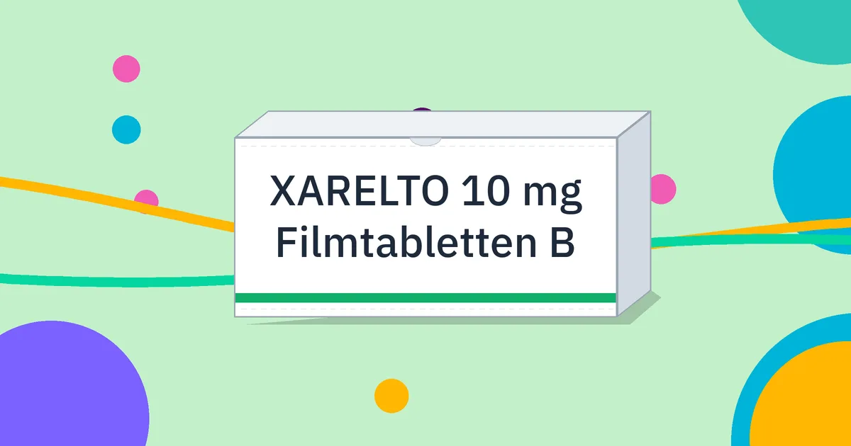 Symbolbild: Packung mit der Aufschrift XARELTO 10 mg Filmtabletten B (PZN 18045931) – Verfügbarkeit und Bezug in Apotheken in Frankfurt am Main