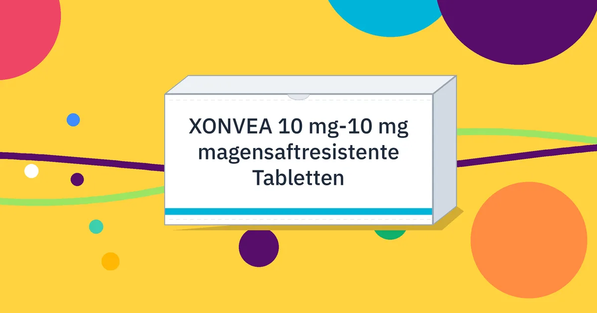 Symbolbild: Packung mit der Aufschrift XONVEA 10 mg-10 mg magensaftresistente Tabletten (PZN 18899946) – Verfügbarkeit und Bezug in Apotheken in Frankfurt am Main