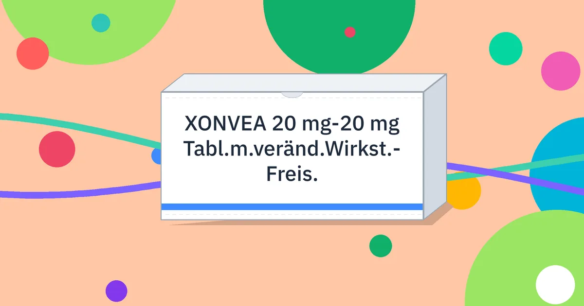 Symbolbild: Packung mit der Aufschrift XONVEA 20 mg-20 mg Tabl.m.veränd.Wirkst.-Freis. (PZN 18456657) – Verfügbarkeit und Bezug in Apotheken in Frankfurt am Main