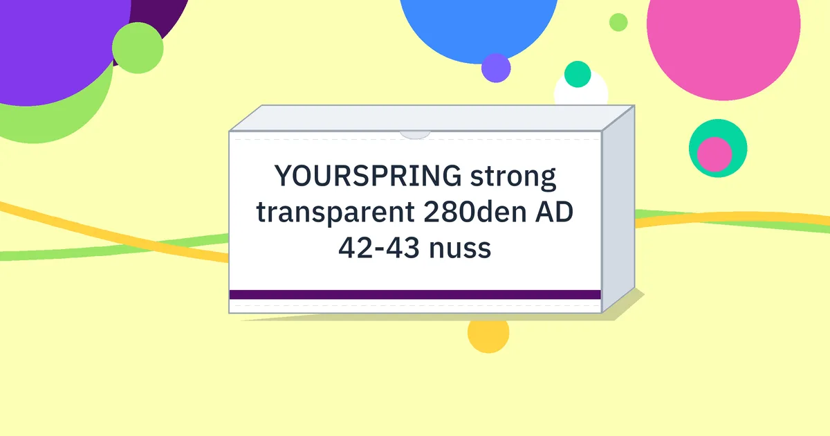 Symbolbild: Packung mit der Aufschrift YOURSPRING strong transparent 280den AD 42-43 nuss (PZN 18058425) – Verfügbarkeit und Bezug in Apotheken in Frankfurt am Main
