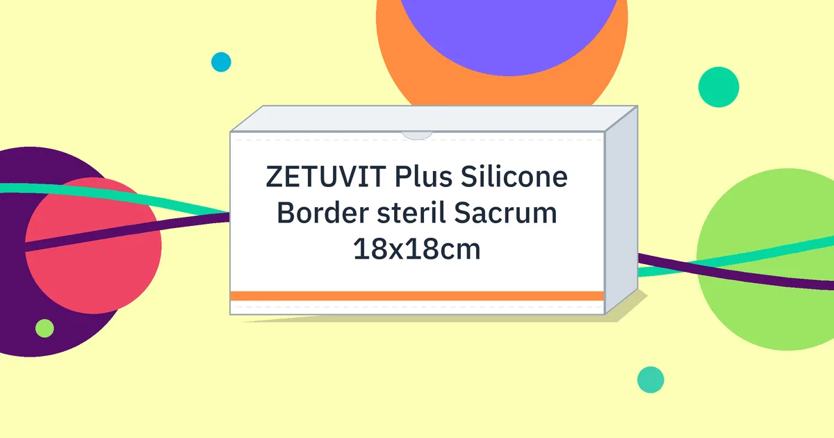 Symbolbild: Packung mit der Aufschrift ZETUVIT Plus Silicone Border steril Sacrum 18x18cm (PZN 20123986) – Verfügbarkeit und Bezug in Apotheken in Frankfurt am Main