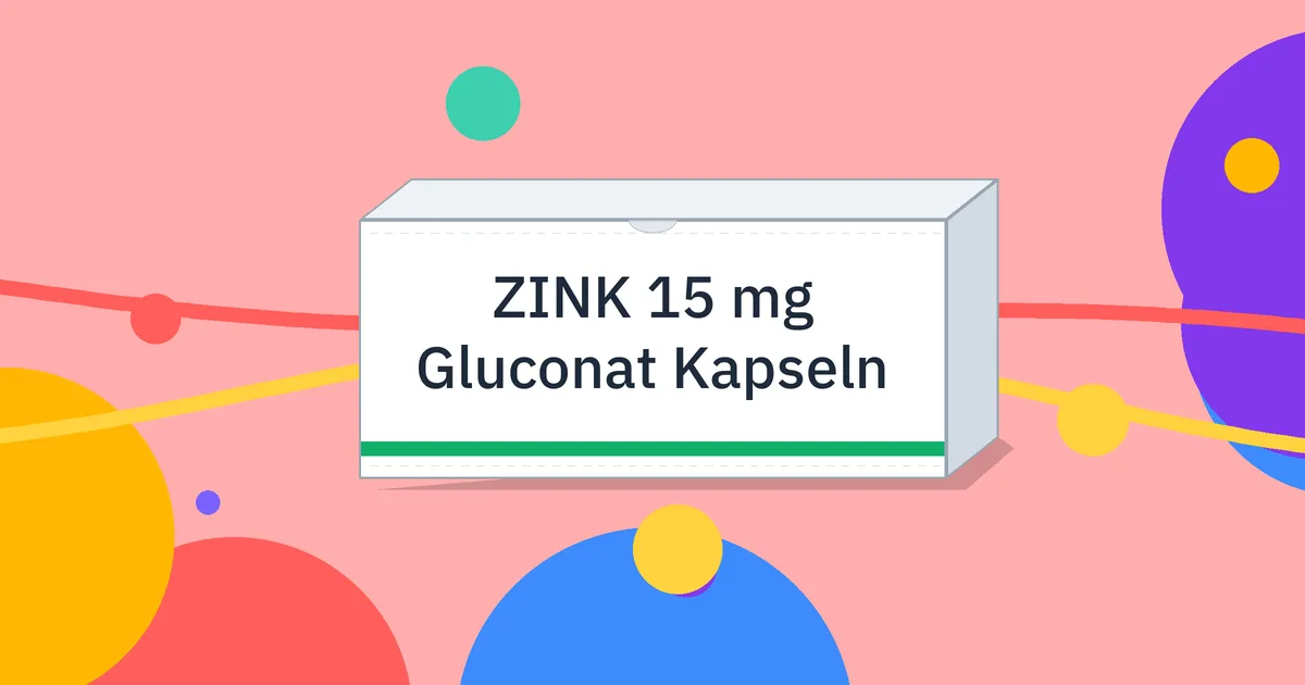 Symbolbild: Packung mit der Aufschrift ZINK 15 mg Gluconat Kapseln (PZN 04870353) – Verfügbarkeit und Bezug in Apotheken in Frankfurt am Main