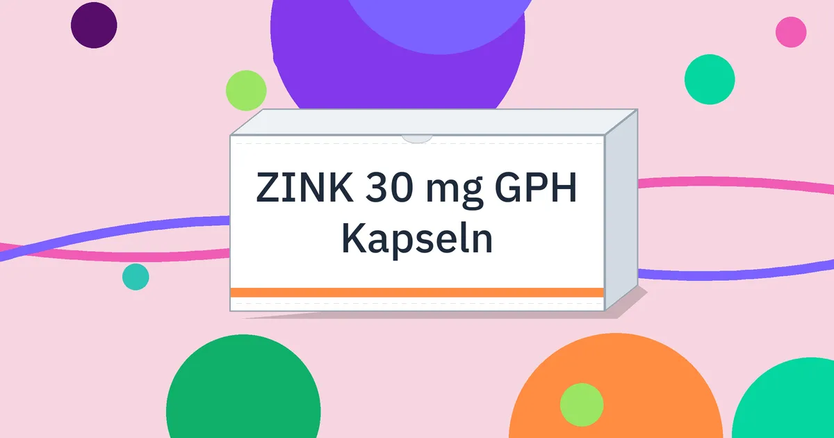 Symbolbild: Packung mit der Aufschrift ZINK 30 mg GPH Kapseln (PZN 12635620) – Verfügbarkeit und Bezug in Apotheken in Frankfurt am Main
