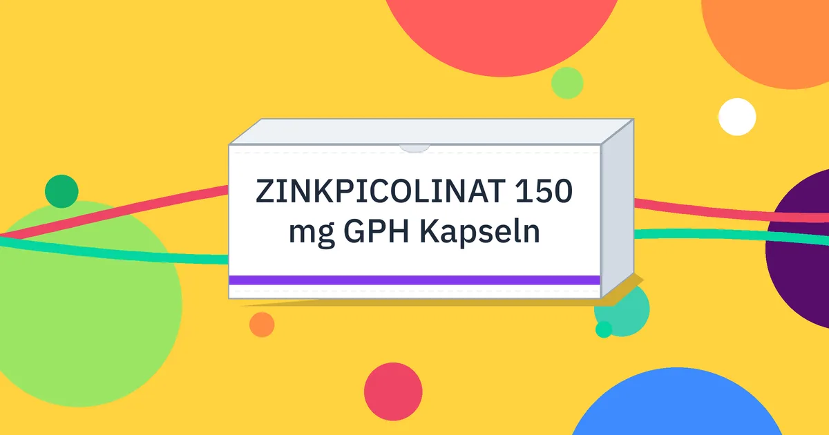 Symbolbild: Packung mit der Aufschrift ZINKPICOLINAT 150 mg GPH Kapseln (PZN 20281142) – Verfügbarkeit und Bezug in Apotheken in Frankfurt am Main