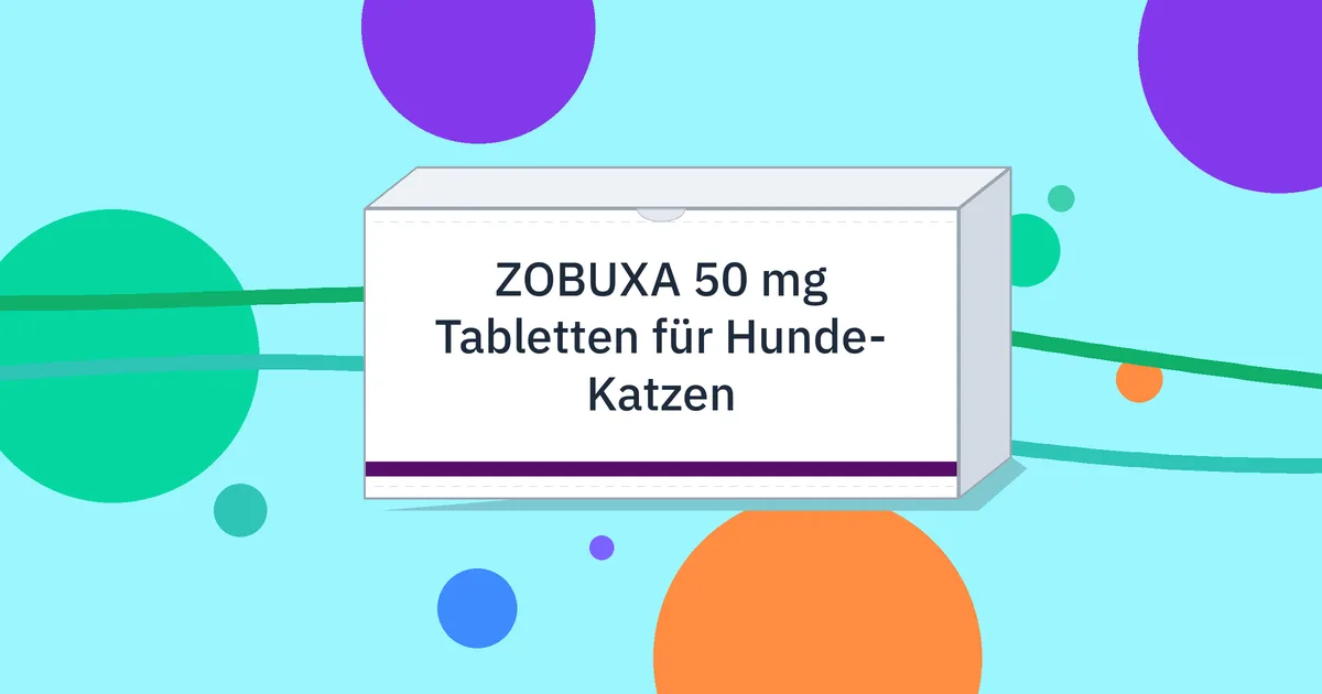 Symbolbild: Packung mit der Aufschrift ZOBUXA 50 mg Tabletten für Hunde-Katzen (PZN 09309331) – Verfügbarkeit und Bezug in Apotheken in Frankfurt am Main
