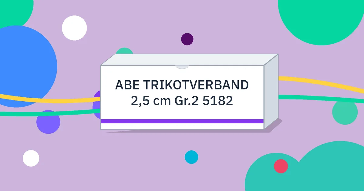 Symbolbild: Packung mit der Aufschrift ABE TRIKOTVERBAND 2,5 cm Gr.2 5182 (PZN 01331360) – Verfügbarkeit und Bezug in Apotheken in Frankfurt am Main