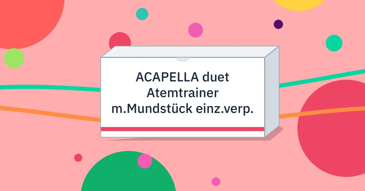 Symbolbild: Packung mit der Aufschrift ACAPELLA duet Atemtrainer m.Mundstück einz.verp. (PZN 12387599) – Verfügbarkeit und Bezug in Apotheken in Frankfurt am Main