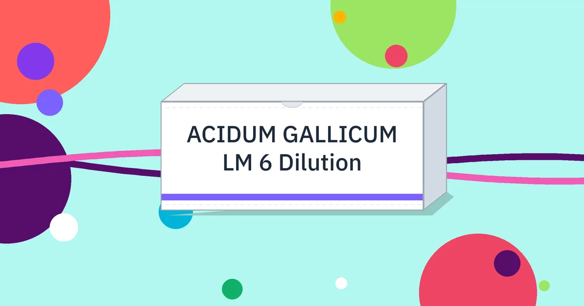 Symbolbild: Packung mit der Aufschrift ACIDUM GALLICUM LM 6 Dilution (PZN 13275282) – Verfügbarkeit und Bezug in Apotheken in Frankfurt am Main