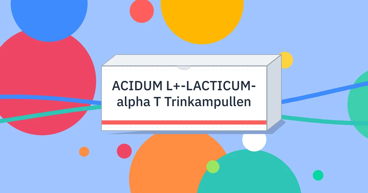 Symbolbild: Packung mit der Aufschrift ACIDUM L+-LACTICUM-alpha T Trinkampullen (PZN 10223238) – Verfügbarkeit und Bezug in Apotheken in Frankfurt am Main