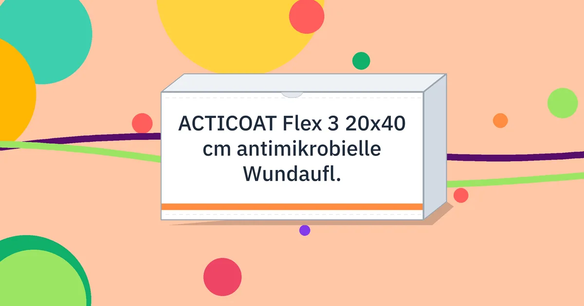 Symbolbild: Packung mit der Aufschrift ACTICOAT Flex 3 20x40 cm antimikrobielle Wundaufl. (PZN 16515545) – Verfügbarkeit und Bezug in Apotheken in Frankfurt am Main