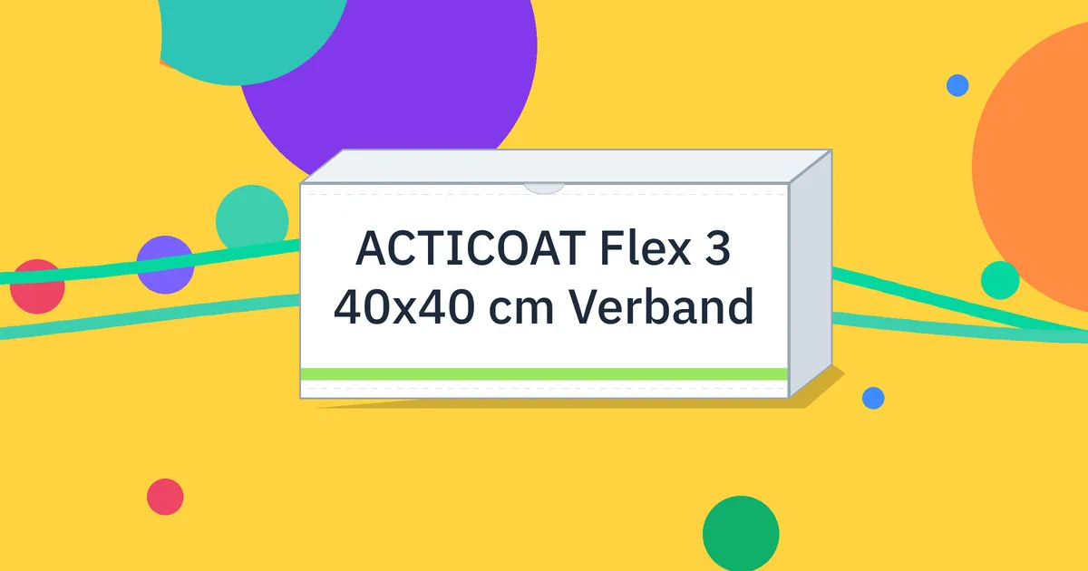 Symbolbild: Packung mit der Aufschrift ACTICOAT Flex 3 40x40 cm Verband (PZN 16594697) – Verfügbarkeit und Bezug in Apotheken in Frankfurt am Main