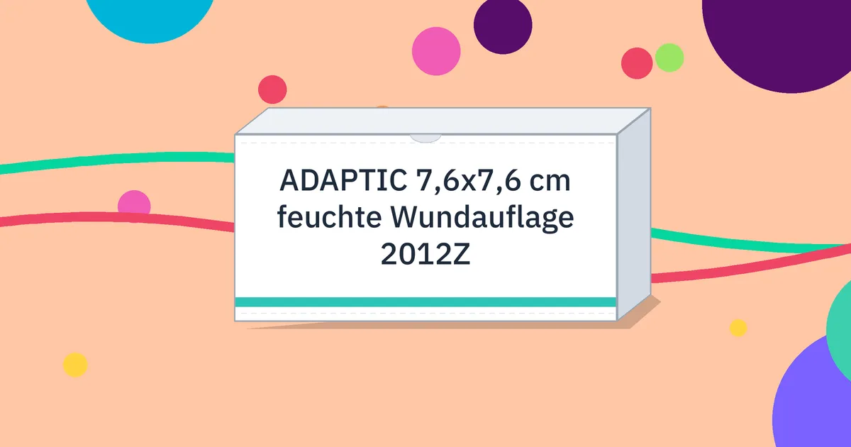 Symbolbild: Packung mit der Aufschrift ADAPTIC 7,6x7,6 cm feuchte Wundauflage 2012Z (PZN 20657995) – Verfügbarkeit und Bezug in Apotheken in Frankfurt am Main