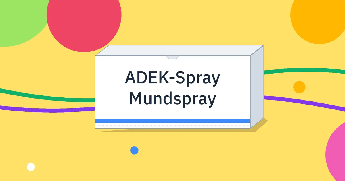 Symbolbild: Packung mit der Aufschrift ADEK-Spray Mundspray (PZN 19335200) – Verfügbarkeit und Bezug in Apotheken in Frankfurt am Main
