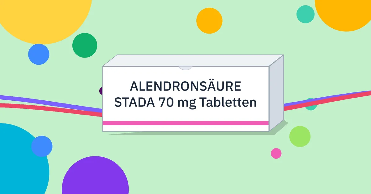 Symbolbild: Packung mit der Aufschrift ALENDRONSÄURE STADA 70 mg Tabletten (PZN 01044459) – Verfügbarkeit und Bezug in Apotheken in Frankfurt am Main