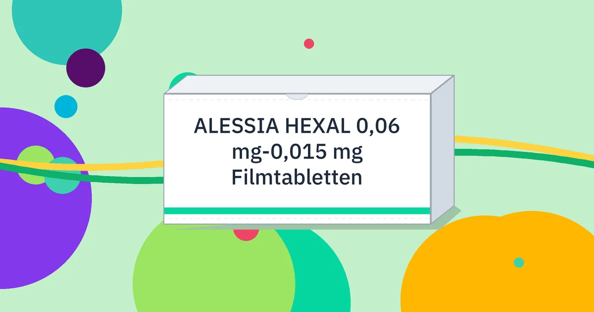 Symbolbild: Packung mit der Aufschrift ALESSIA HEXAL 0,06 mg-0,015 mg Filmtabletten (PZN 07402032) – Verfügbarkeit und Bezug in Apotheken in Frankfurt am Main