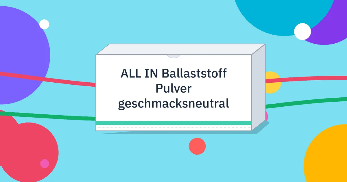 Symbolbild: Packung mit der Aufschrift ALL IN Ballaststoff Pulver geschmacksneutral (PZN 20858848) – Verfügbarkeit und Bezug in Apotheken in Frankfurt am Main